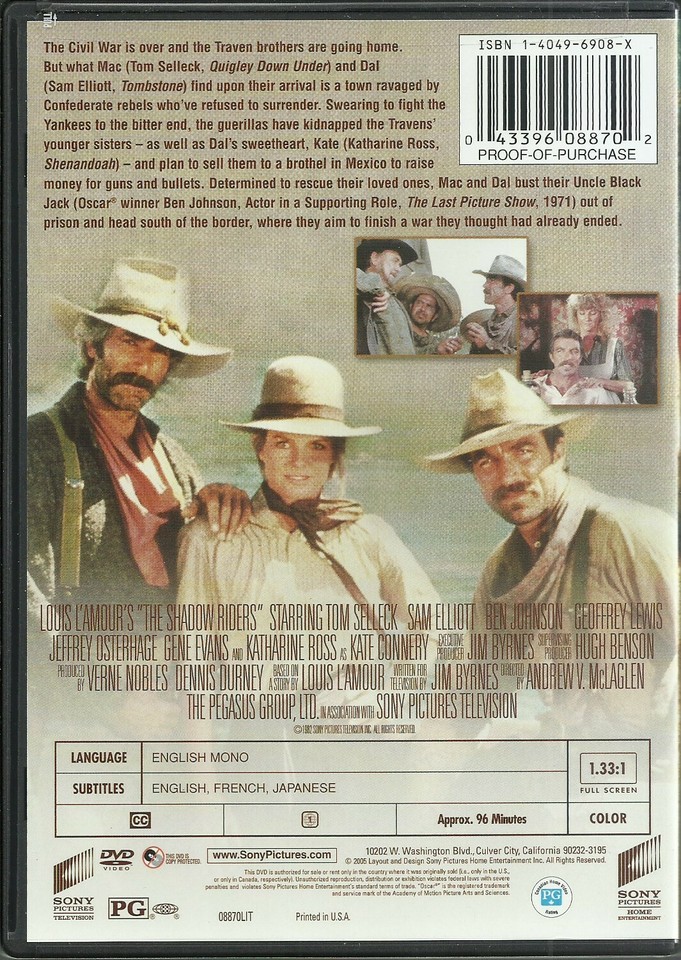 The Shadow Riders (DVD, 2005) Tom Selleck, Sam Elliott 43396088702| eBay