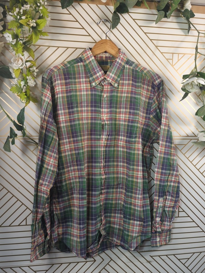 BARNEY'S CO-OP GANT RUGGER Men's The Hugger Plaid Cotton Button Up LS ...