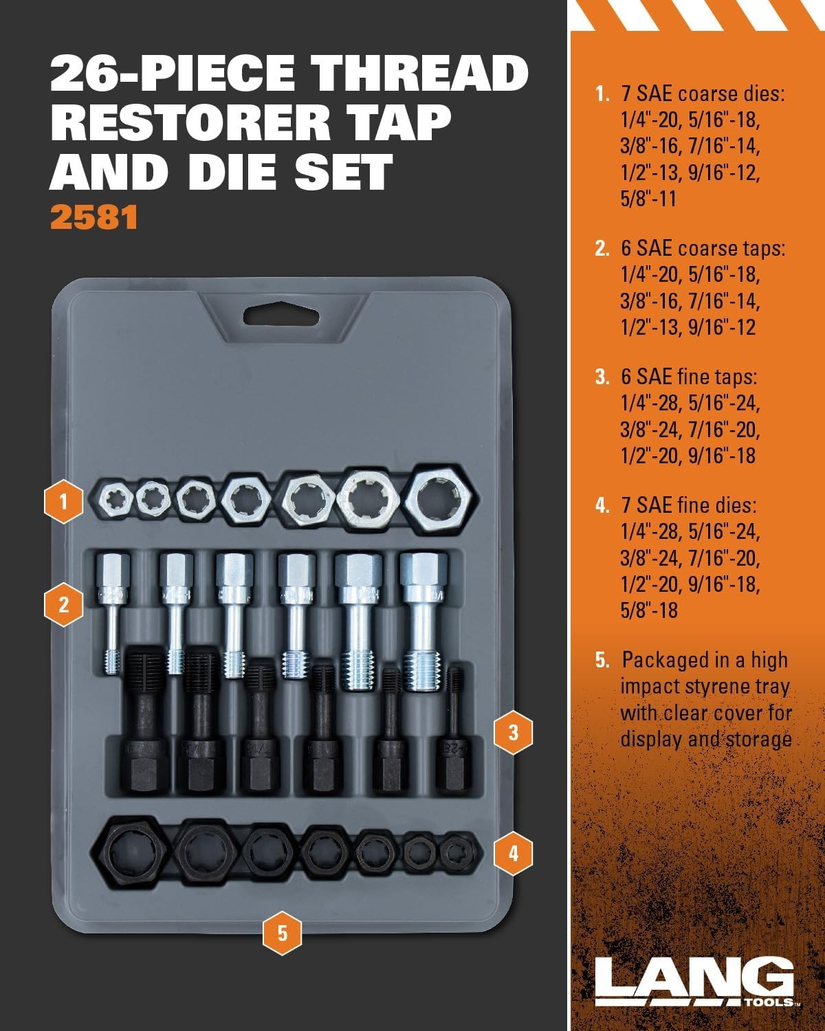 Lang Tools 2581 Master Rethread Tap and Die Set, 26 Pieces | eBay