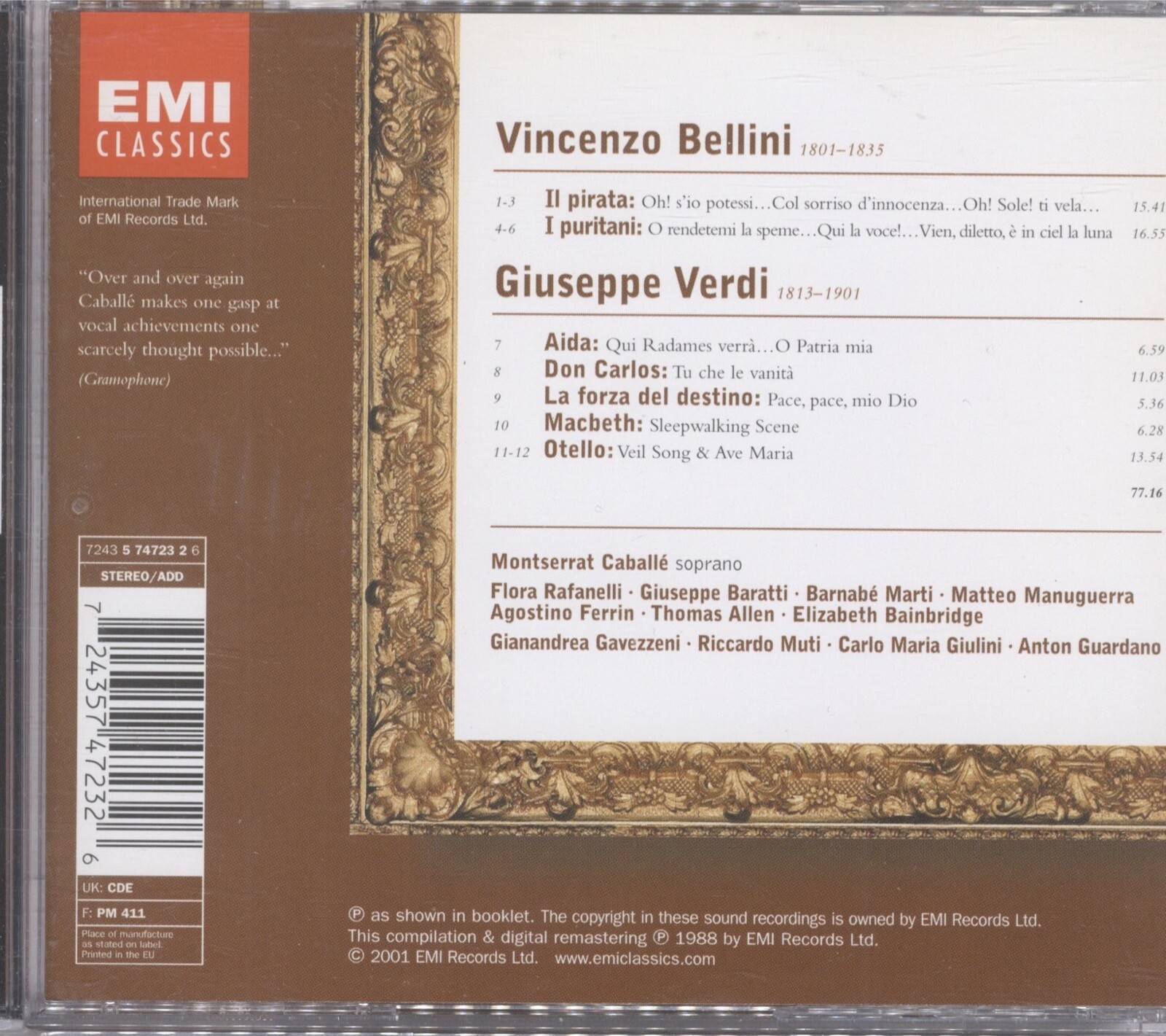 Bellini, Verdi - Opera Arias CD 059 | eBay