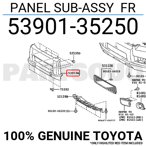 5390135250 Genuine Toyota PANEL SUB-ASSY FR 53901-35250 | eBay