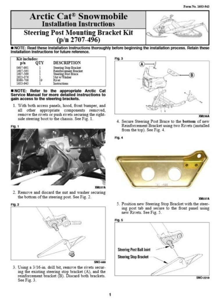 Arctic Cat Reinforced Steering Post Mounting Bracket Upgrade Kit 2707 ...