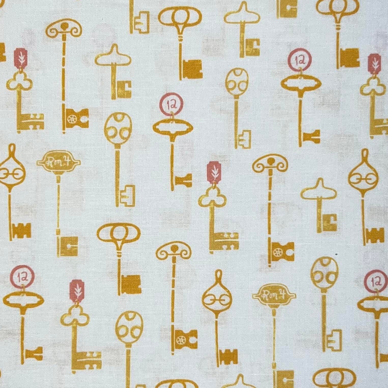 By 1/2 Yard Antique Gold Skeleton Keys Rae Ritchie Dear Stella Quilting ...
