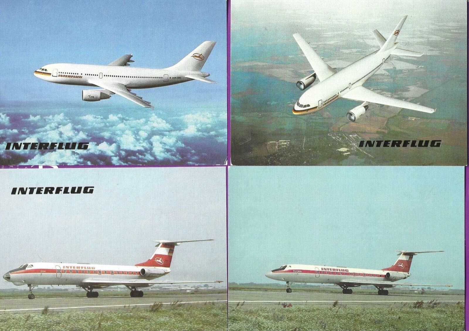 Interflug East German airlines issued TU-134/A310 themed postcard. lot ...