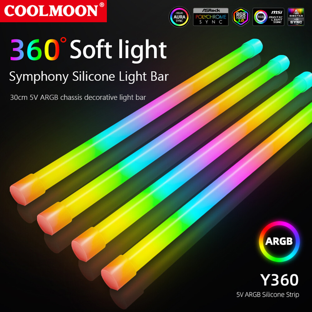 AU COOLMOON Y360 5V ARGB PC Case LED Light Bar 3PINx2+4PIN Desktop ...