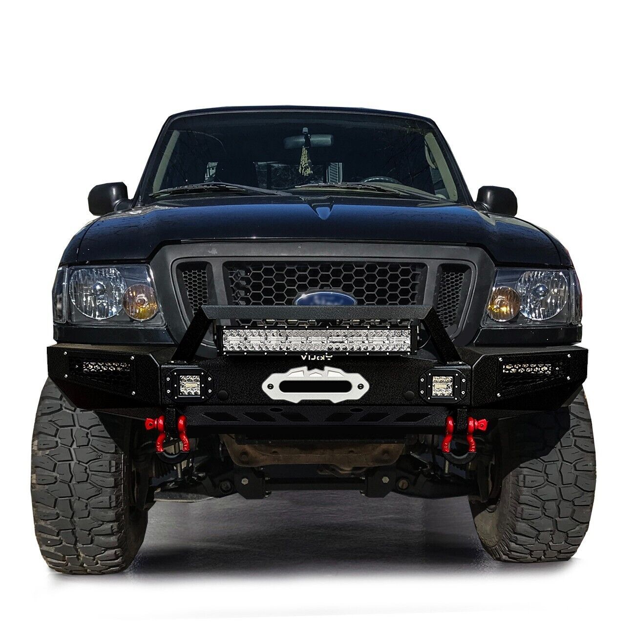 Vijay Fits 1998-2011 Ford Ranger Front Bumper with Winch Plate and LED ...