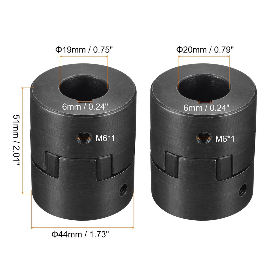 Flexible Coupling Shaft 19mm to 20mm 51mm x 44mm Motor Coupler Joint | eBay