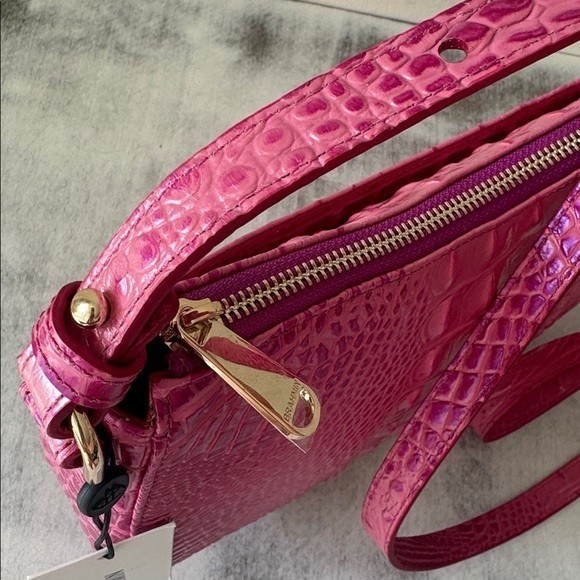 Brahmin Shayna Hibiscus Ombre Genuine Croc-embossed Leather Crossbody ...