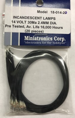 Miniatronics 18-014-20 14V 2.4 mm Clear Incandescent Light Bulbs w/Leads (20) | eBay