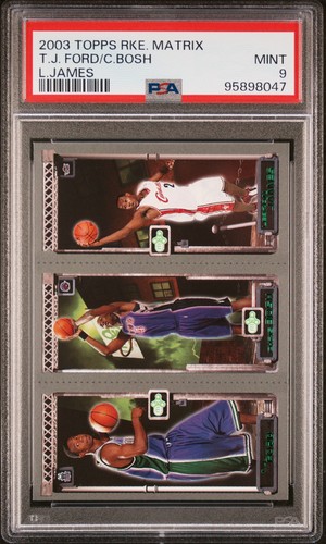 2003 TOPPS RC MATRIX CHRIS BOSH/LEBRON JAMES/T.J. FORD ROOKIE RC PSA 9 ...