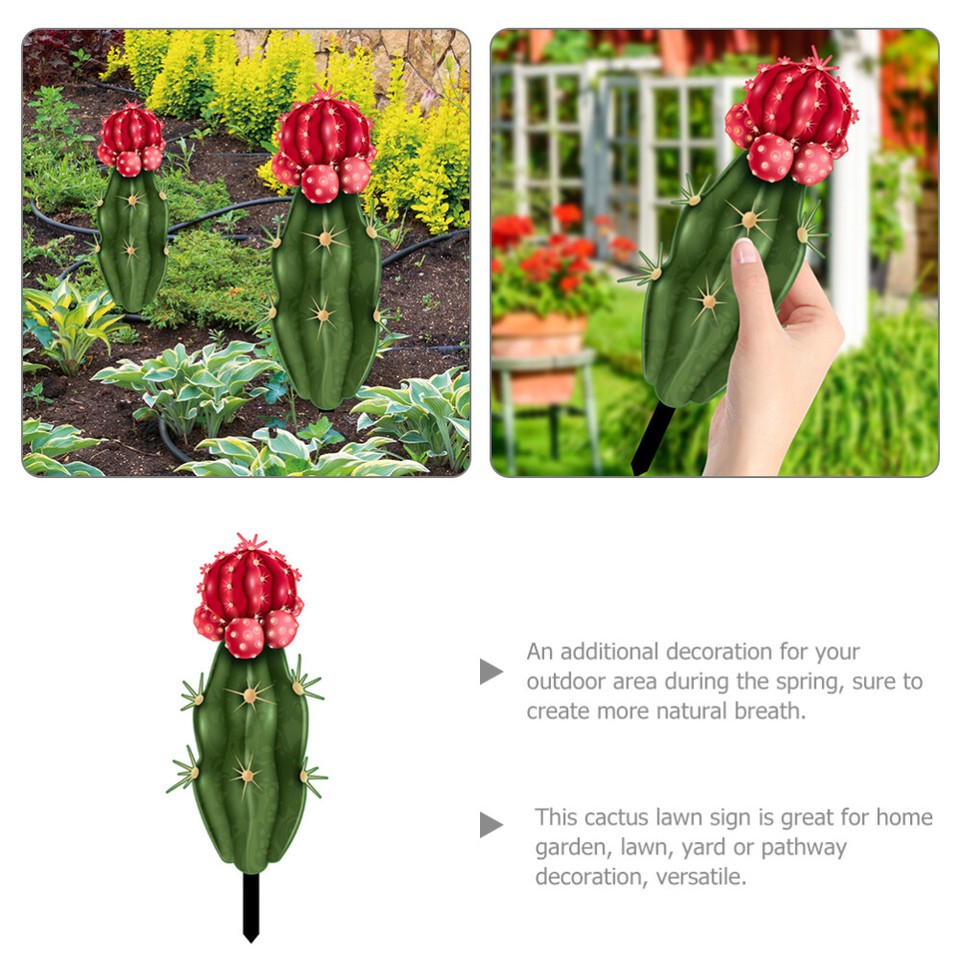 Garden Cactus Stake Outdoor Courtyard Cactus Stake Acrylic Cactus Sign ...