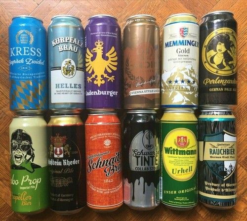 24 German beer cans(empty), collection,"Exclusively imported beers from ...