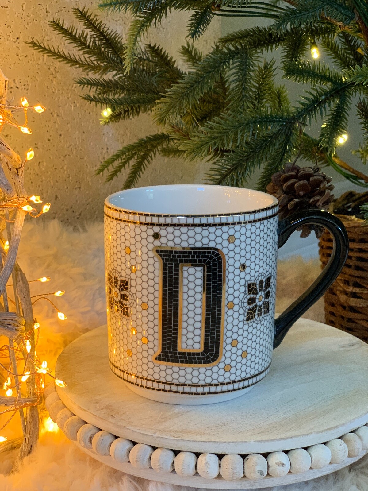NIB Anthropologie Bistro Monogram Tile & Metallic Accent Letter Mug ...