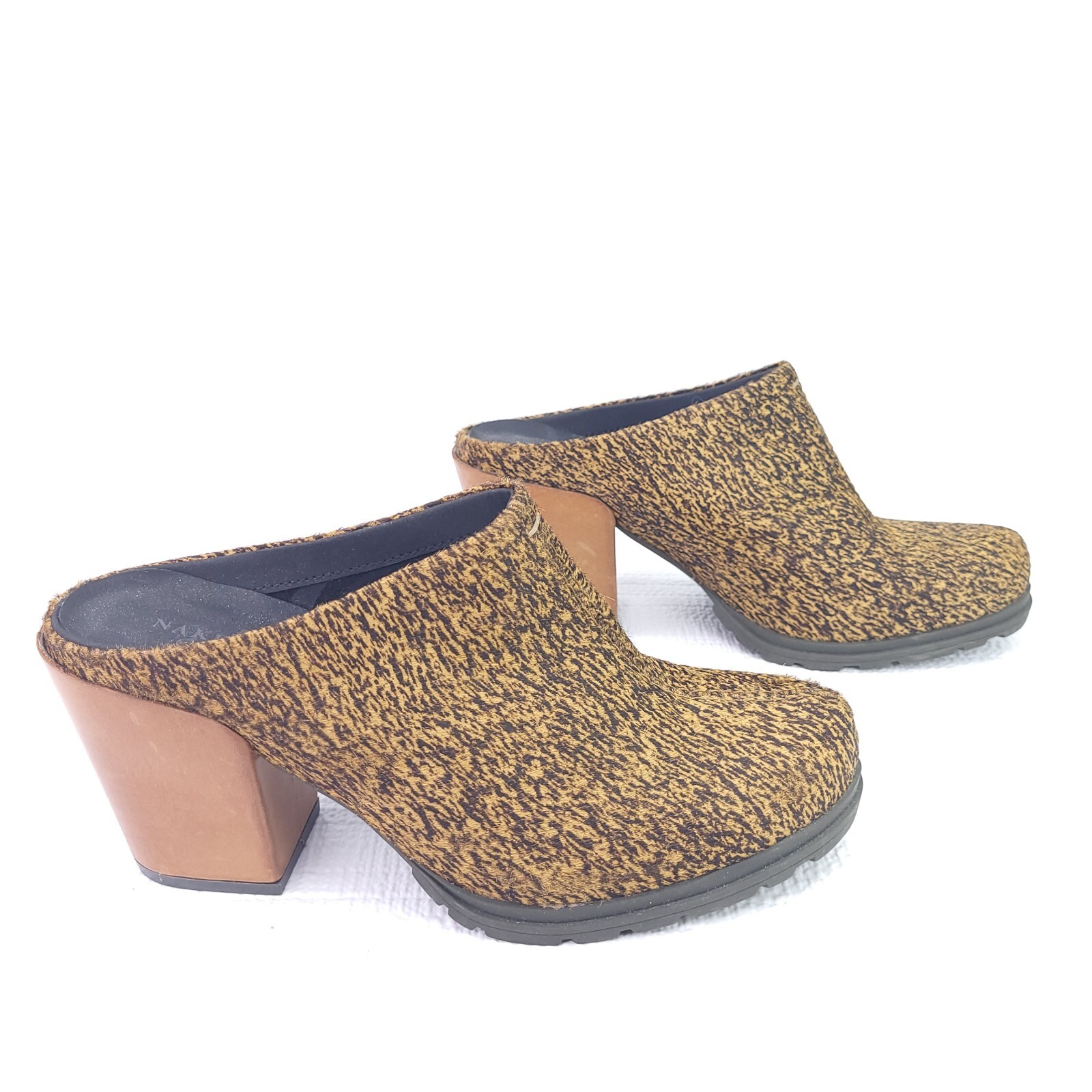 Nakedfeet Proper In Brown Sugar Mules Calf Hair Block… - Gem