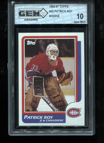 Patrick Roy Rookie 1986-87 Topps #53 RC Card NHL Colorado Avalanche GEM ...