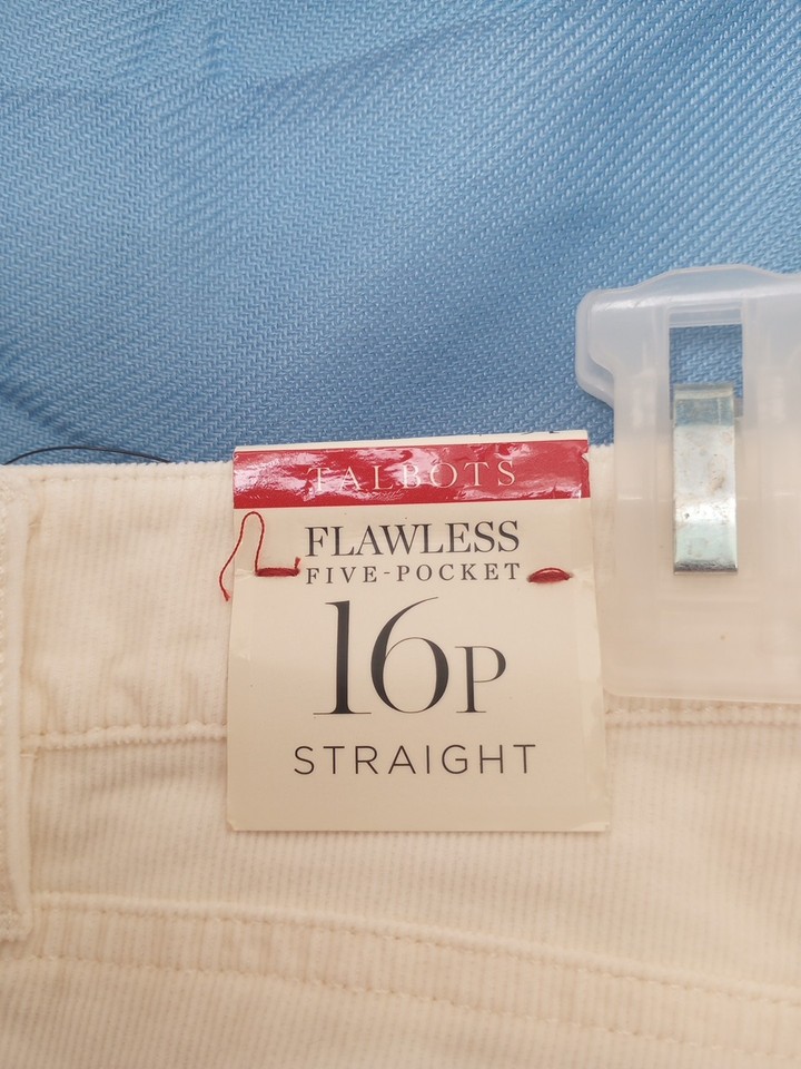 Talbots Flawless Five Pocket Jeans Corduroy Straight Ivory Petite Plus Size 16P | eBay