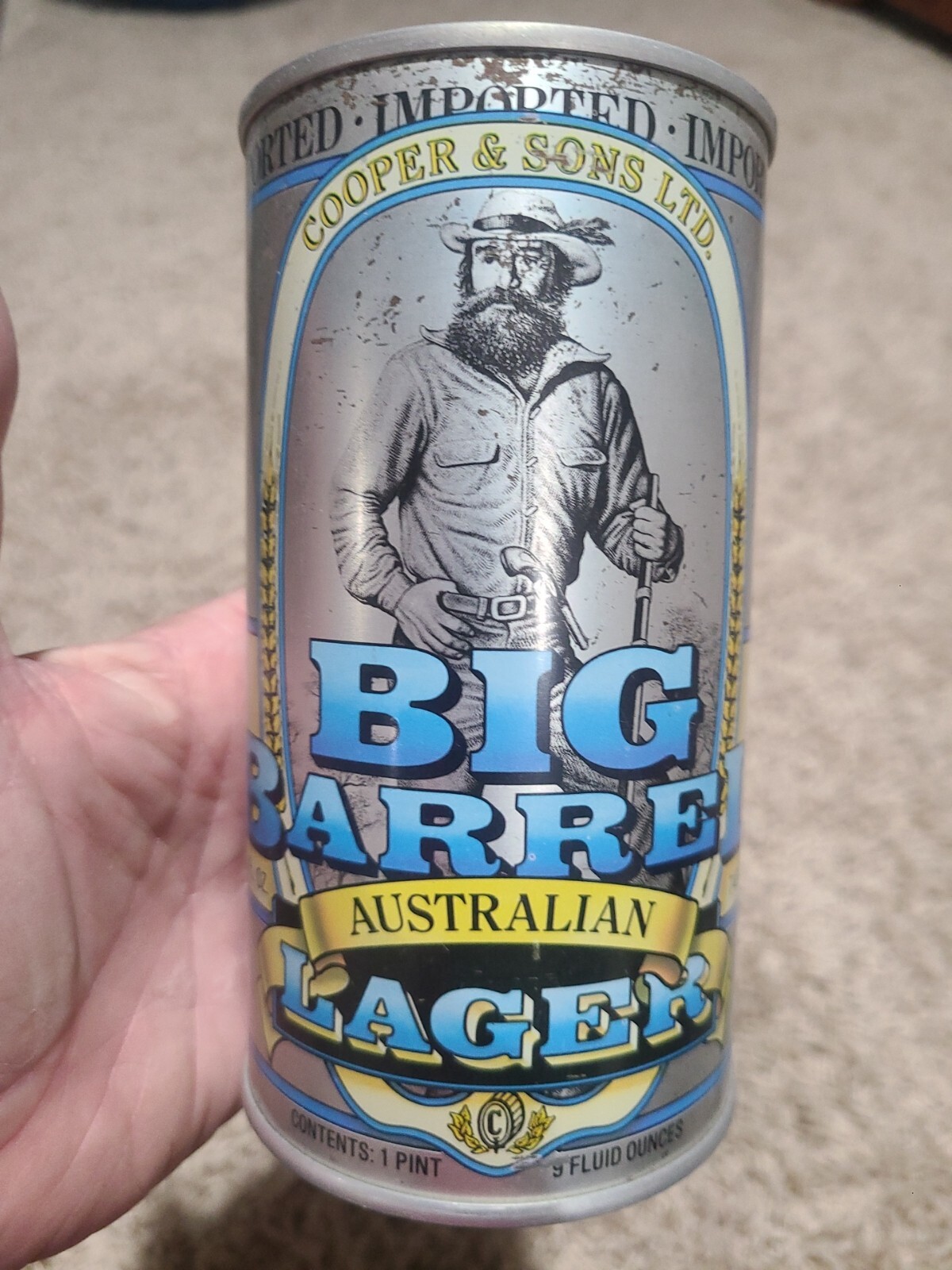 Beer Can - 25 Oz Big Barrel Australian Lager ( Top Opened, Steel Can ...