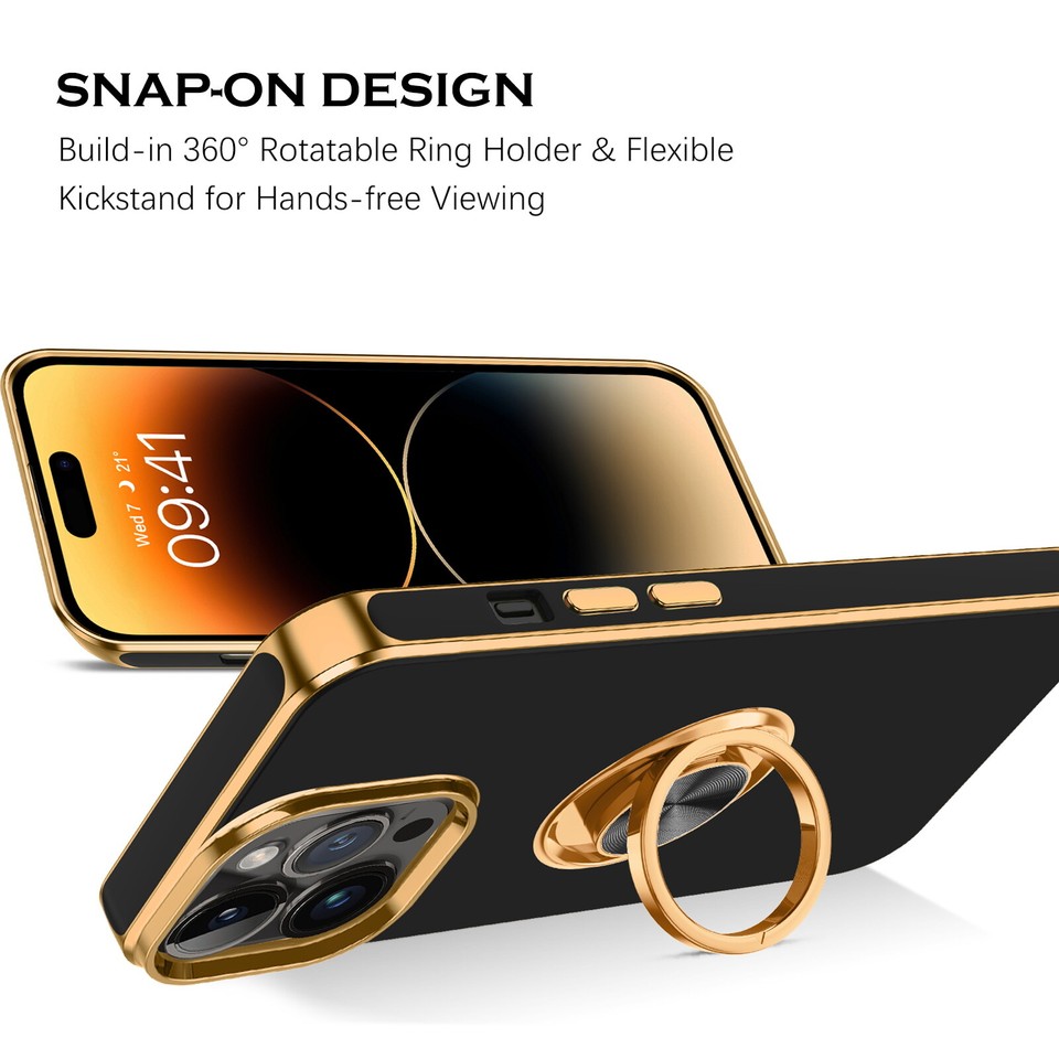 For iPhone 16/15/14/13/12/11 Pro Max Phone Case Ring Heavy Duty ...