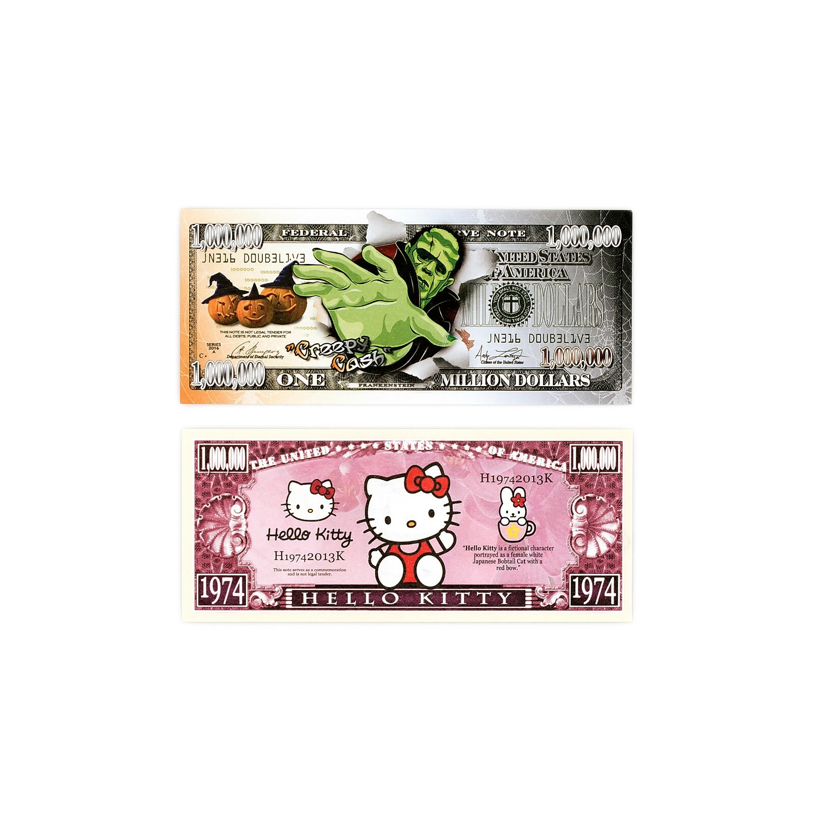 1 set of 2 diff. fantasy paper money Frankenstein and Hello Kitty | eBay