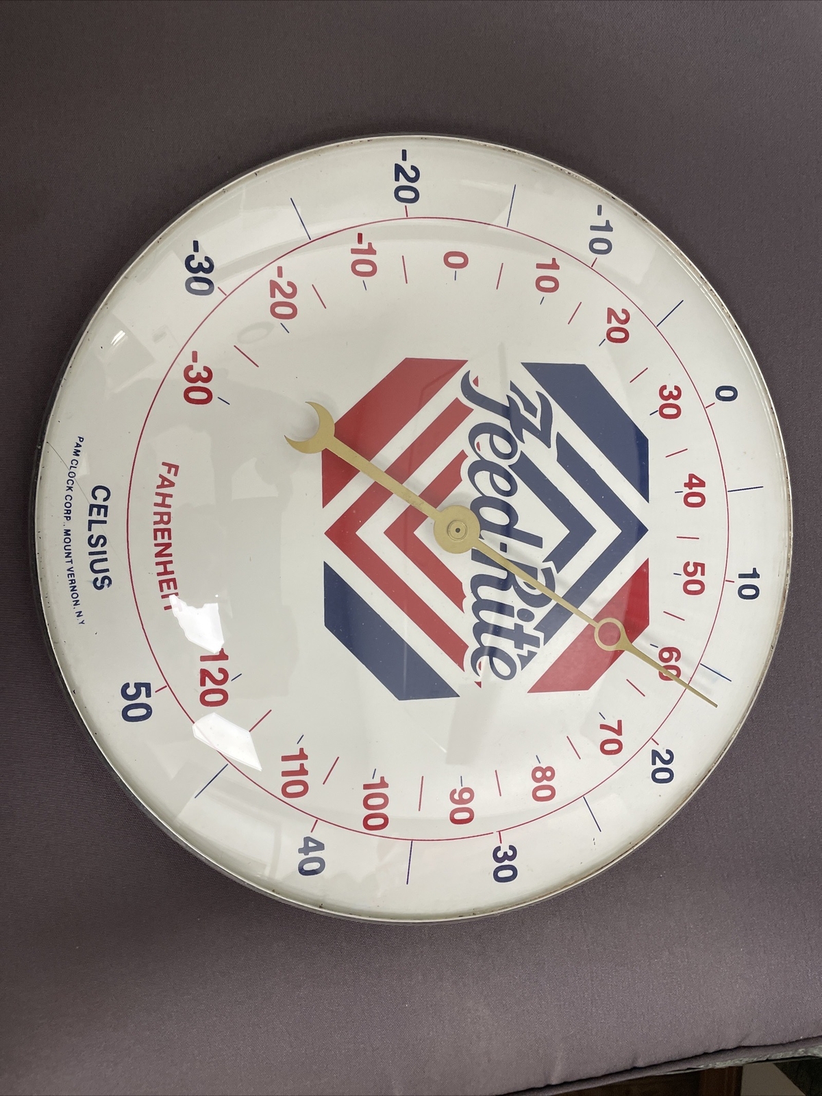 Vintage Feed-Rite Thermometer Pam Clock Bubble Glass Thermometer ...