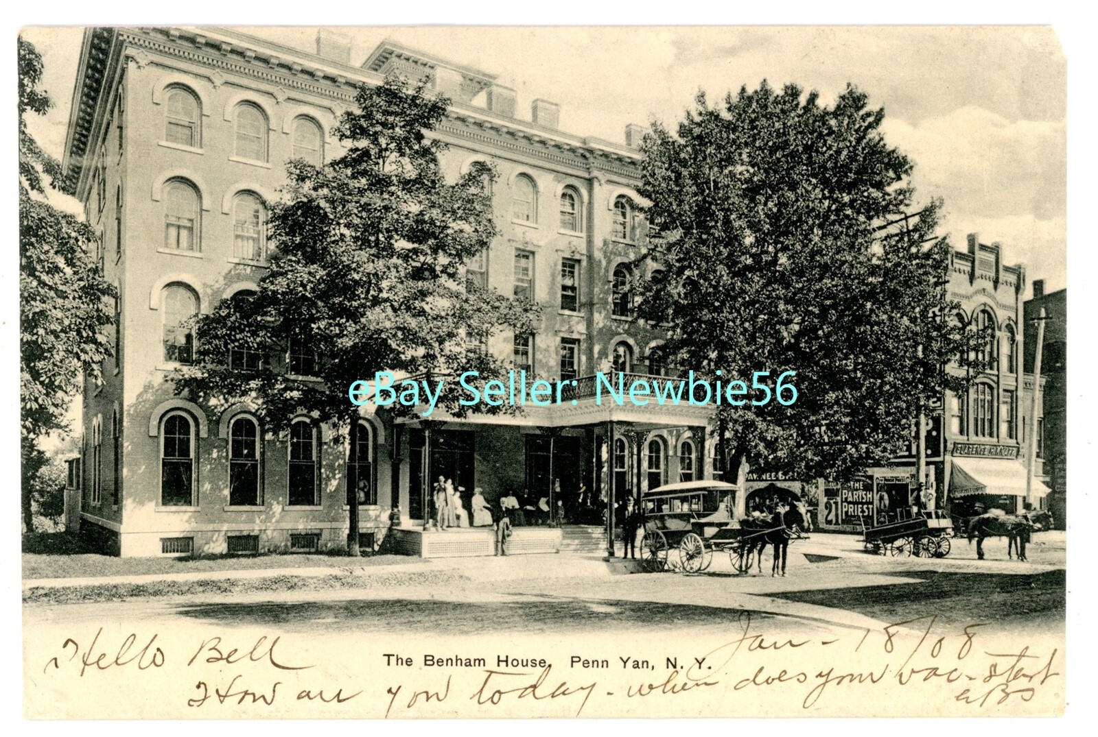 Penn Yan NY - BENHAM HOUSE HOTEL - Postcard | eBay