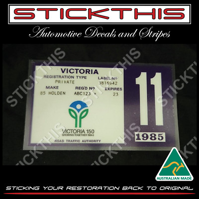Reproduced Historic VIC Registration Rego Label Decal Sticker 1985 ...