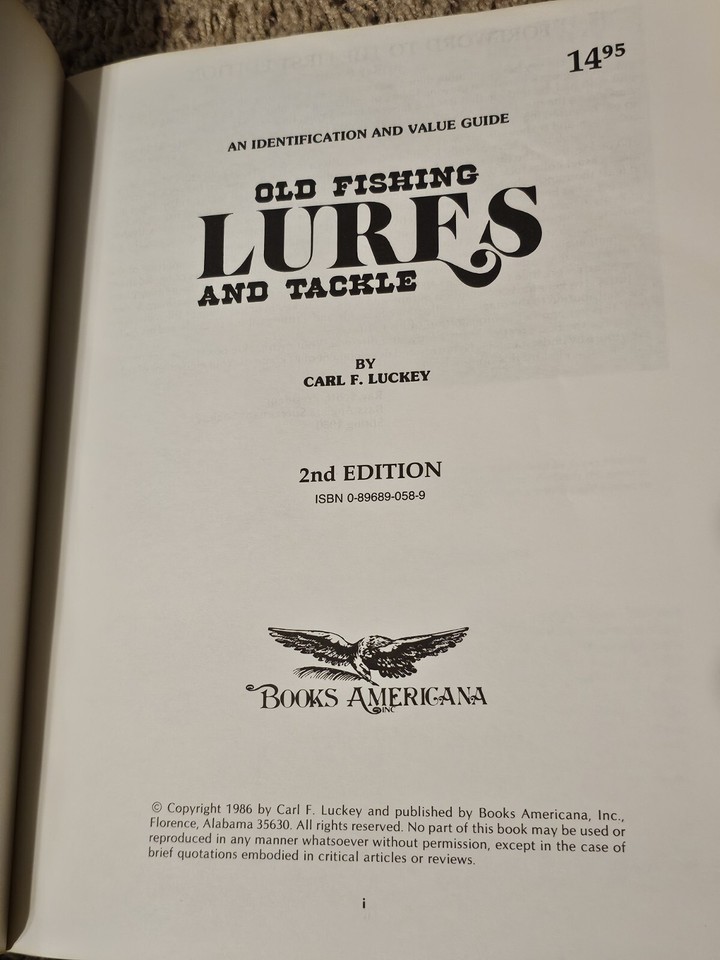 Old Fishing Lures and Tackle Book Softcover by Carl F. Luckey Fishing ...