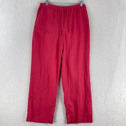 JM Collection Petite Pink 100% Linen Pants Womens High Rise Straight ...