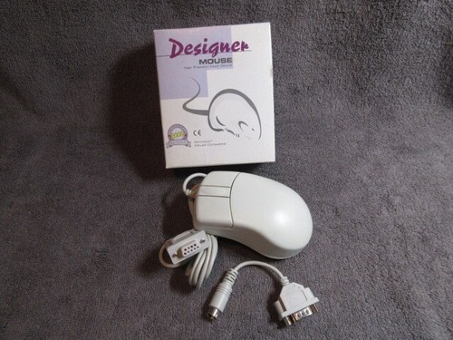 Vintage Computer Designer 3 button Mouse ~ 9 pin w/ ps2 adapter ~ NOS ...