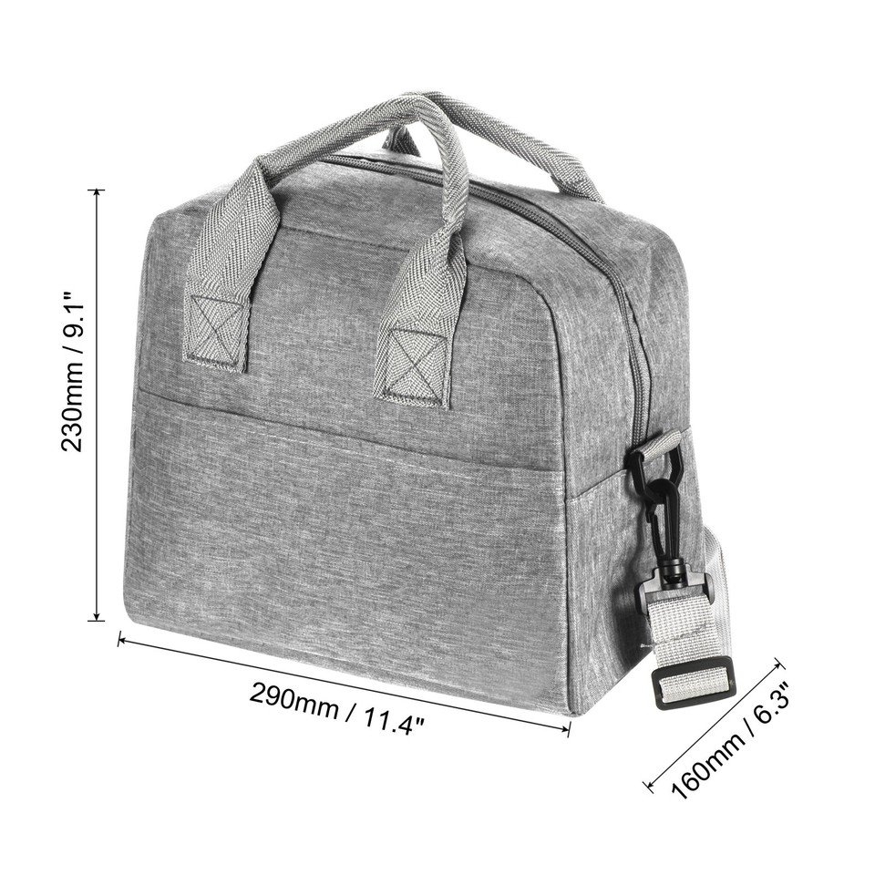 Lunch Bag Tote Bag with Strap for Work Picnic 11.4"x6.3"x9.1", Gray ...