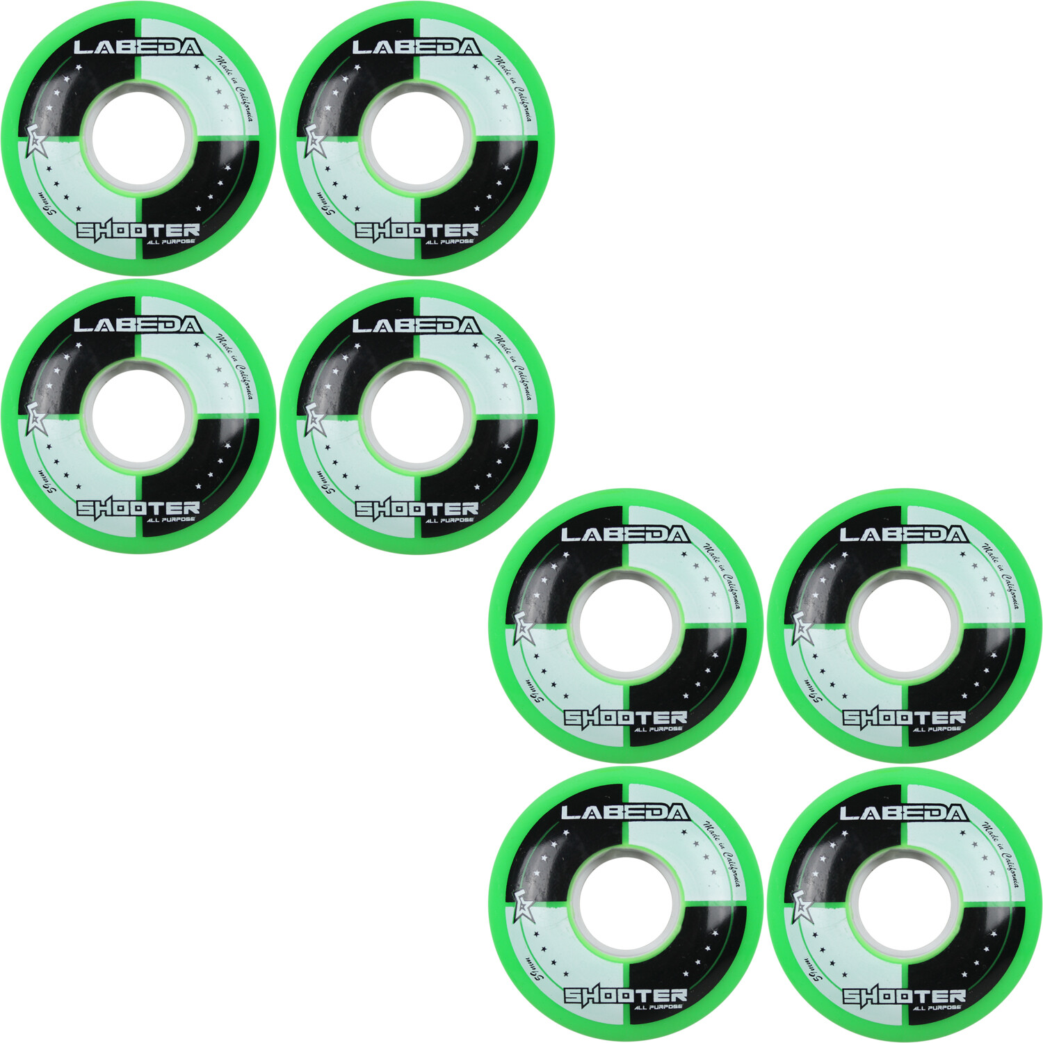 Labeda Shooter Inline Roller Hockey Wheels GREEN 59mm Indoor Outdoor 8 ...