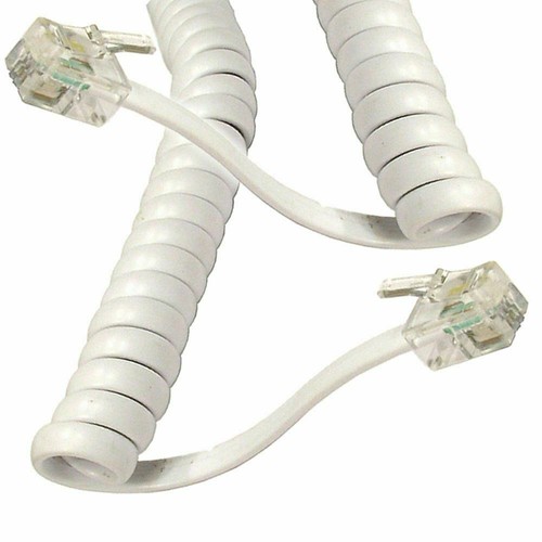 RJ10 to RJ10 4P4C Coiled Telephone Handset Cable Curly Lead Cord Wire ...