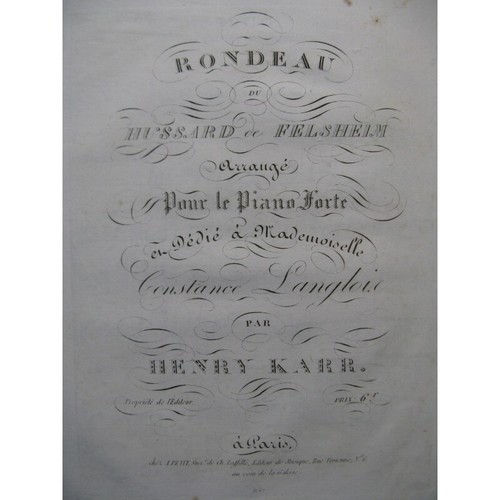 KARR Henry Rondeau du Hussard de Felsheim Piano ca1830 | eBay