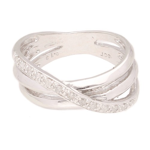 9Ct White Gold 0.13ct Diamond Fancy Crossover Eternity Ring (Size N ...