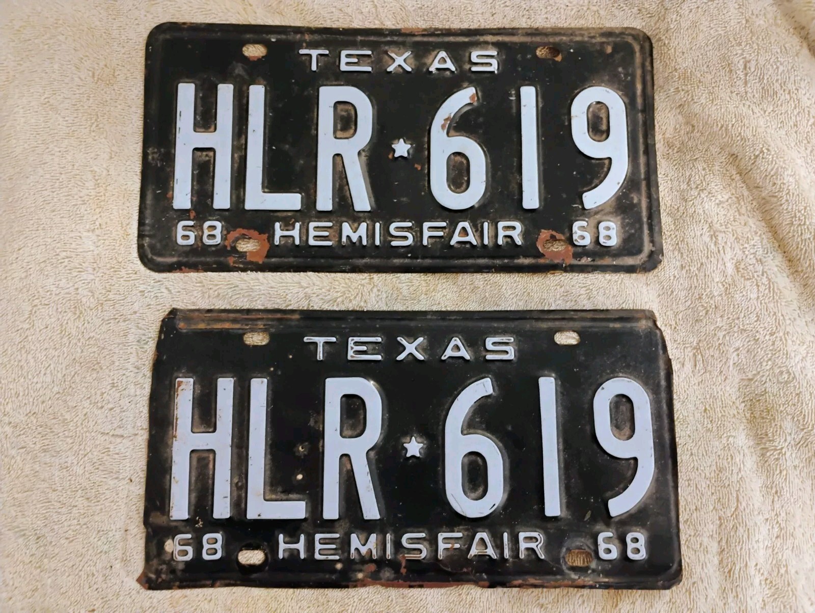 Pair of Vintage 1968 TEXAS Hemisfair License Plates Plate HLR-619 | eBay