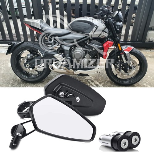 Black 7/8" Motorcycle Bar End Side Mirrors For Triumph Trident 660 750 ...