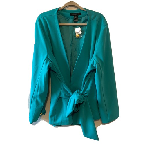 Ashley Stewart Jacket Womens 24 Blue Veridian Tie Front Outerwear | eBay