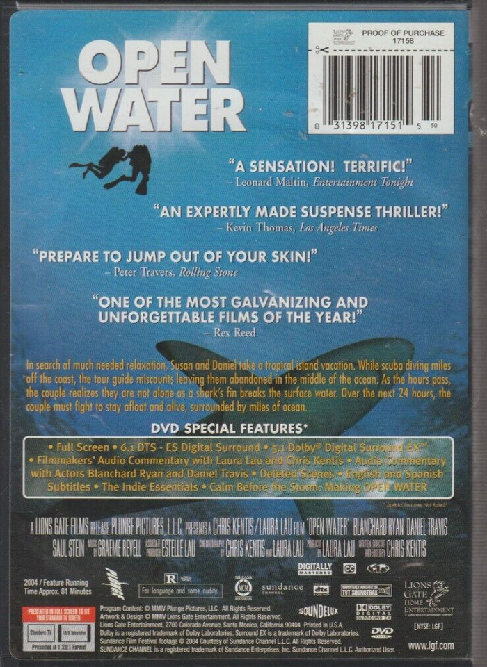 Open Water DVD Blanchard Ryan, Daniel Travis 31398171515| eBay