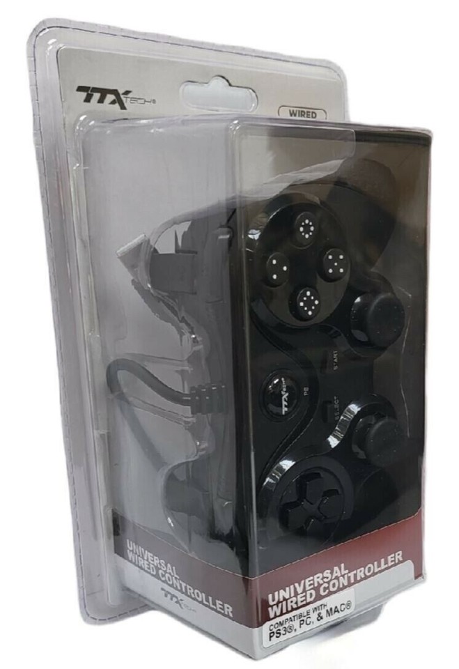 TTX Tech PC and PlayStation 3 PS3 USB Wired Controller Black Brand New ...