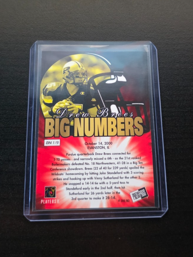 2001 Press Pass NFL Big Numbers Rookie Drew Brees bn1 | eBay