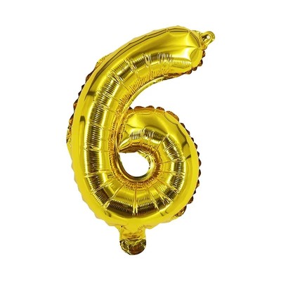 Number Six Balloon Gold Number 6 Balloon 32" Foil Mylar Gold Number ...