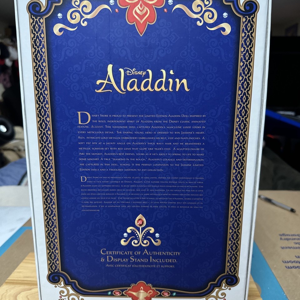 DISNEY STORE LIMITED EDITION DOLL ALADDIN & ABU 17" LE 3500 New In Box ...