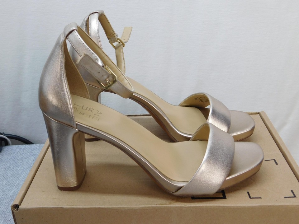 Naturalizer Joy Shoes Womens Size 11W Gold Block Heel Ankle Strap ...
