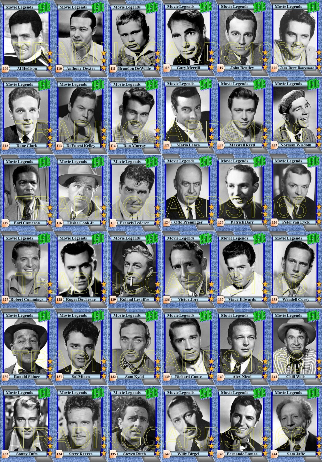 Actors of the 1950s Trading Cards Series 4 Hedison Kelley Lanza Wisdom ...