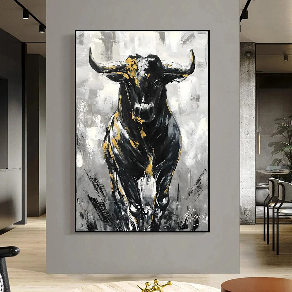 Abstract Bull Art Painting Print Wall Art Decor Canvas Poster | eBay
