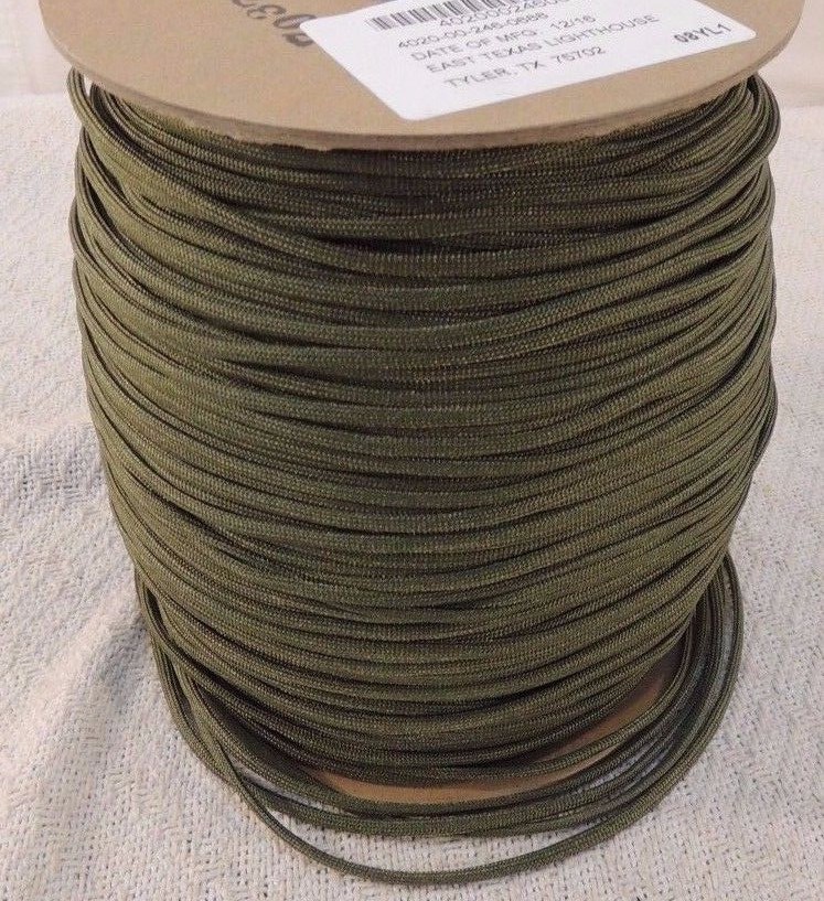NEW Olive Drab 550 Para-cord Mil Spec Type III 7 strand parachute cord ...