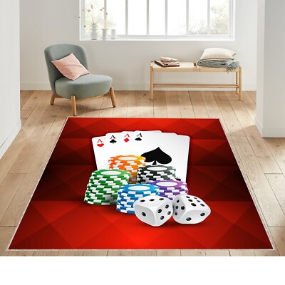 Cards Casino Coins, Playing cards Symbols Area Rug, Poker Player Room ...