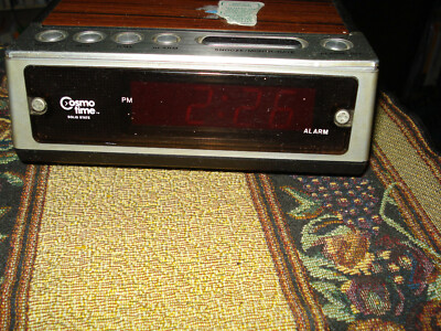 Cosmo time electric red LED Alarm Clock, Faux wood and Black, time ...