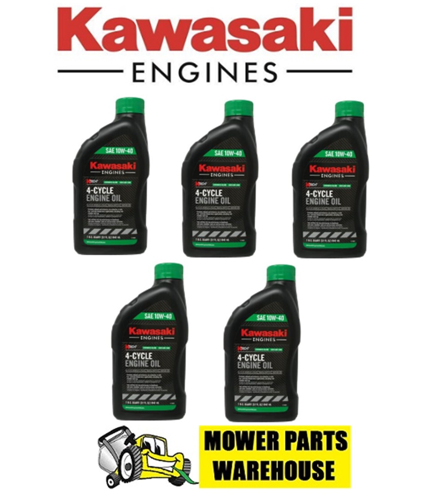 5 Genuine Kawasaki 10W-40 99969-6296 K-TECH OEM Engine Motor Oil 5 Pack ...