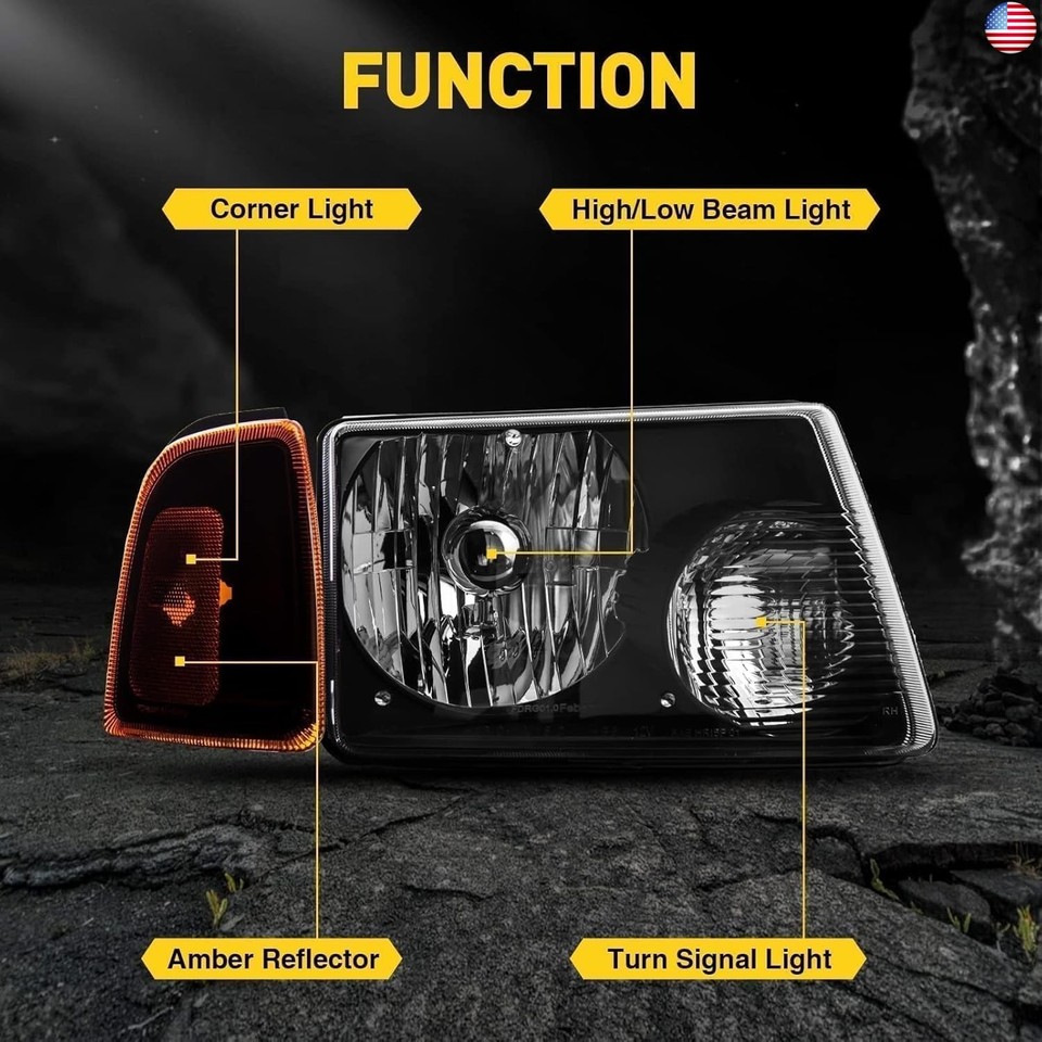 Headlight Assembly compatible with 2001-2011 Ford Ranger Driver And ...